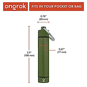 ONGROK Premium Storage Tube, Keychain, Pocket-Sized, Airtight, Aluminum Metal Holder and Case (Green)