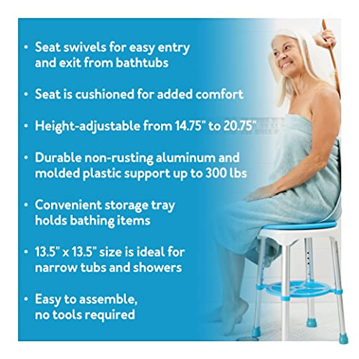 Carex Easy Swivel Bath Stool and Bathtub Stool - Shower Stool ...