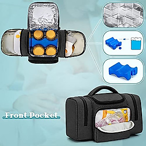 BAFASO Wearable Breast Pump Bag with an Ice Pack, Insulated Breast Pump Bag Compatible with Medela Pump in Style (Patent Pending), Black