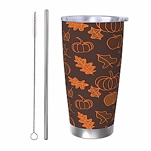AYCZN Autumn Maple Leaves 20 OZ Tumbler Stainless Steel Travel Coffee Mug, Fall Pumpkin Insulated Water Bottle with Lid Leakproof Thermal Cup