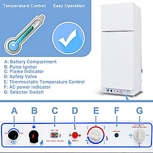 Smad Propane Refrigerator 110V/Propane Fridge Up Freezer 9.3 Cu.Ft Propane Refrigerator with Freezer Large Capacity Refrigerator Off Grid, White