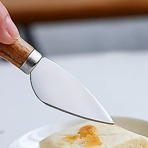 Fasmov 8 Pieces Cheese Knives Set with Acacia Wood Handle, Stainless Steel Mini Cheese Knife Set for Charcuterie and Cheese spread, 2 Cheese Knife, 2 Cheese Shaver, 2 Cheese Spreader, 2 Cheese Fork