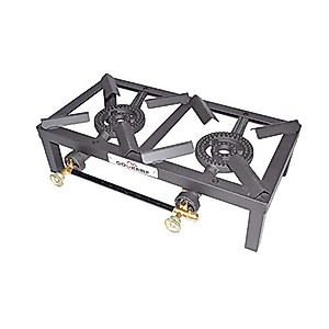 COOKAMP Double Burner Angle Iron Camp Stove with CSA Listed Regulator and 4ft Hose [SA2200]