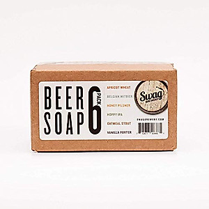 BEER SOAP 6-PACK - All Natural + Made in USA - Actually Smells Good! Perfect Craft Beer Gift Set for Beer Lovers, Guy Gift, Man Cave Gift, Drinking Gift