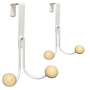 V-HOME 2-Pack Over The Door Hooks with 2 Hang Heads & Snug Fit Pads, Heavy Duty Hook for Hanging Coats, Hats, Robes, Towels - No Drill Hanger Organizer, White