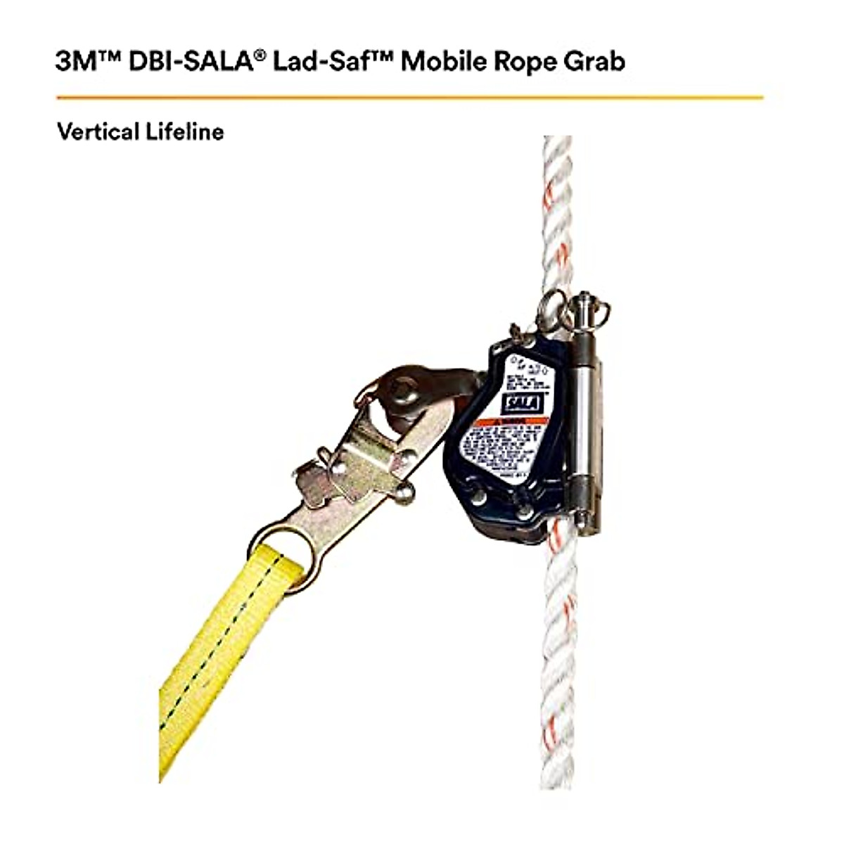 3M DBI-SALA Lad-Saf Hands Free Mobile Stainless Steel And Thermoplastic Rope Grab