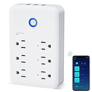 GHome Smart Plug Outlet Extender, USB Surge Protector 3 Individually Controlled Outlets and 3 USB Ports, WiFi Plug Works with Alexa Google Home, Outlet Timer Wall Adapter, 2.4GHz Wi-Fi Only, 15A/1800W