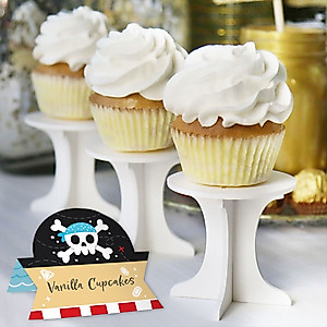 Big Dot of Happiness Pirate Ship Adventures - Skull Birthday Party Tent Buffet Card - Table Setting Name Place Cards - Set of 24