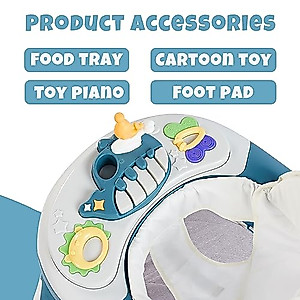 DaGiBayCn 3 in 1 Baby Walker, Baby Walkers for Boys and Girls with Removable Footrest, Feeding Tray, Rocking Function & Music Tray(Without Battery), Foldable Activity Walker for Baby 6-18 Months