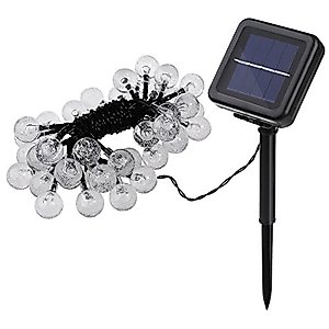 Christmas Decoration Light String- 6M 40LED Crystal Ball Solar String Lights Christmas Fairy Garden Lights for Outdoor Home Lawn Patio Party and Holiday Decorations (White Light)