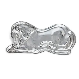 Arthur Court Aluminum Horse Figural Tray, 12 x 6 Inches, Equestrian-Themed with Detailed Mane Design, Food-Safe and Versatile Serving Platter