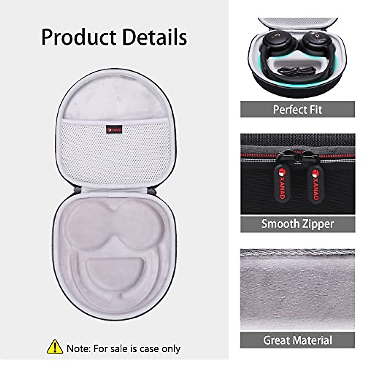 XANAD Hard Case for Anker Soundcore Life Q20 / Q45 / Q30 / Q35 Hybrid Active Noise Cancelling Headphones - Carrying Organizer Storage Bag