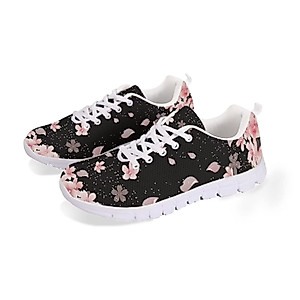 Jeiento Cherry Blossoms Shoes for Women Running Shoes Casual Breathable Walking Shoes Sport Athletic Sneakers Gym Tennis Shoes US 8.5