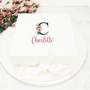 Personalized Pink & Black Floral Initial Sleeper | Any Name or Text | Multiple Preemie - 6-12 Months | Baby Shower | Pink | Baby Girl Outfit | Personalized Romper