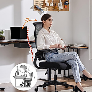 Office Chair, Ergonomic Desk Chair Computer Chair High Back Mesh Chair, Executive Home Office Chair with Flip-up Armrests, Lumbar Support, Backrest for Home Office