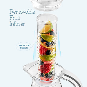 MosJos Acrylic Pitcher (72 oz), Clear Plastic, Water Pitcher with Lid, Shatterproof, BPA-Free Clear Pitcher, Ideal for Sangria, Lemonade, Juice, Iced Tea & More (Infuser- Acrylic Pitcher)