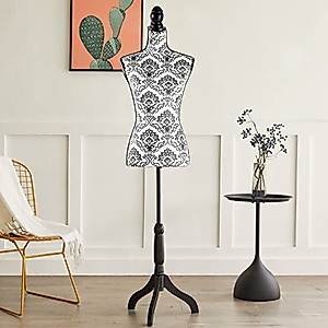 HAORUI Mannequin Torso Female Dress Form Pinnable Mannequin Body for Display with Height Adjustable Sturdy Tripod Stand , Black Flower