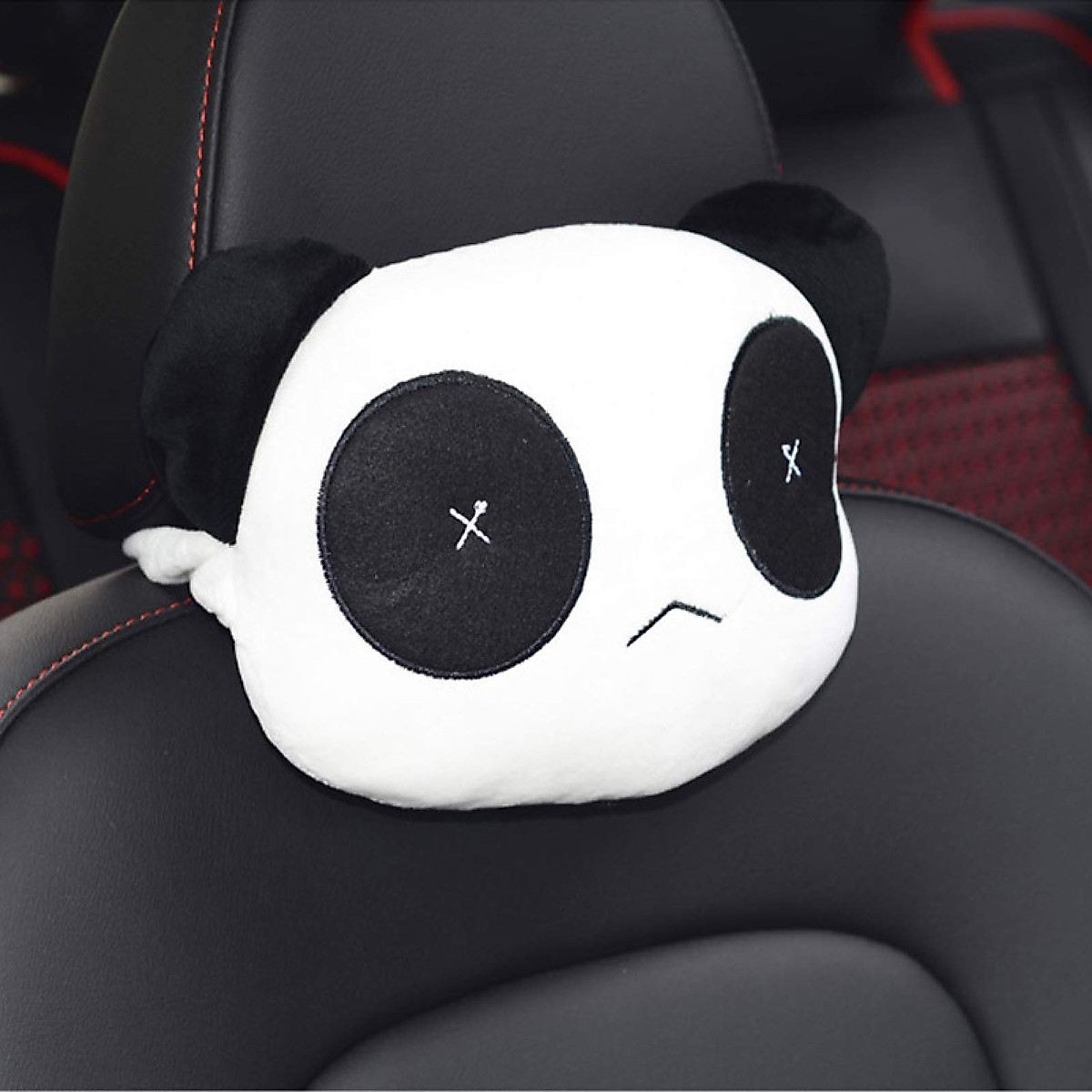 Fullbond Cute Panda Shape Car Seat Plush Lumbar Pillow for Car-Headrest Pillow Breathable Comfortable PP Cotton Suitable for Both Kids and Adults B1