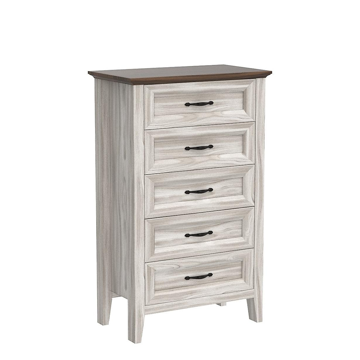LINSY HOME Beige Dresser for Bedroom, 5 Drawer Dresser with Metal Handles, Chest of Drawers, Tall Dresser for Living Room, Entryway, and Closet