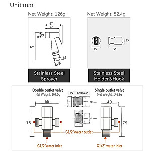 MINJING Hand Held Toilet Bidet Sprayer, Brushed Gold Stainless Steel Bidet Shower Douche Kit, Bidet Faucet Wall Mounted, Portable Toilet Sprayer for Bathtoom