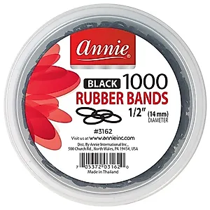 ANNIE 1000 RUBBER BANDS 1/2" #BLACK