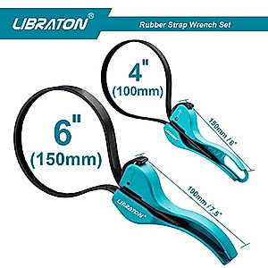 LIBRATON Strap Wrench Set,Universal Rubber Strap Wrench, 2-piece Oil Filter Strap Wrench Set, Multifunctional Adjustable Wrench Tools Oil Filter, Shower Heads, Jar Opener