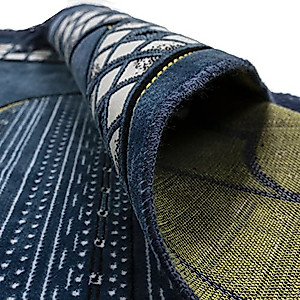 Modefa Turkish Islamic Prayer Rug - Thin & Lightweight Velvet Praying Carpet - Soft Muslim Praying Mat Janamaz - Ramadan or Eid Gift for Men & Women - with Car Hanger - Vined Arch (Blue)