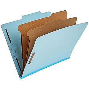 Amazon Basics Classification Folder- 100% Recycled, 2 Dividers, 2" Embedded, Letter, Light Blue, 10 per Box