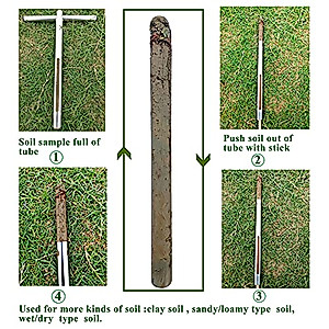 Soil Sample Probe 12 Inch with T Handle, Soil Sampler Tool, Soil Test Kit, Soil Probe for Soil Sampling Plant Care Lawn Garden Farm