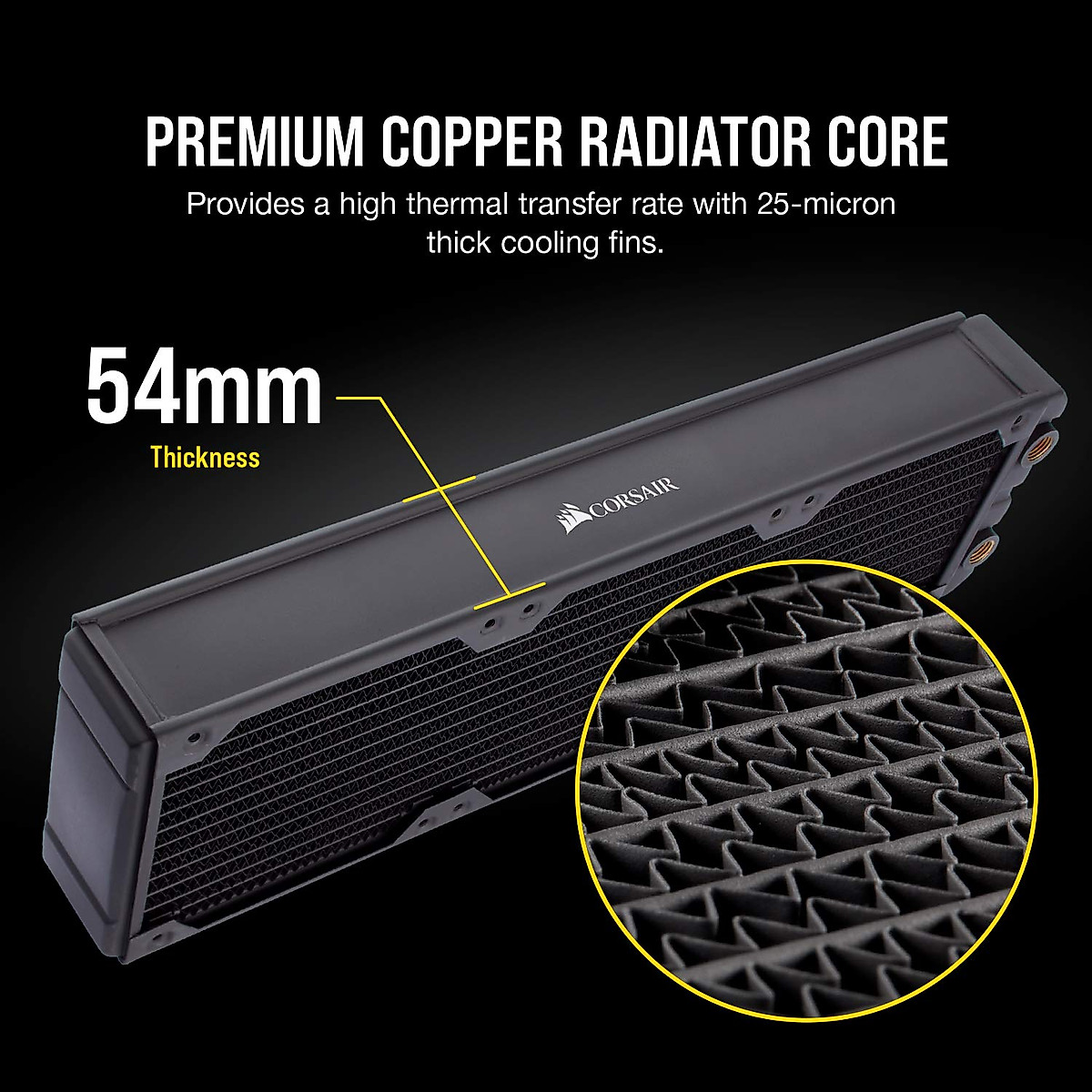 CORSAIR Hydro X Series XR7 360mm Water Cooling Radiator - Triple 120mm Fan Mounts - Premium Copper Construction - Easy Installation - Black