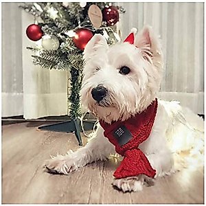 NACOCO Dog Red Christmas Knitted Scarf Cat Warm Bandana Winter Holiday Pet Accessories Cat New Year Scarf(S)
