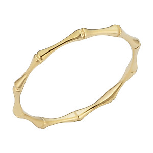 KoolJewelry Women's 14k Yellow Gold 1.8mm Bamboo Ring Minimalist Jewelry, Size 4