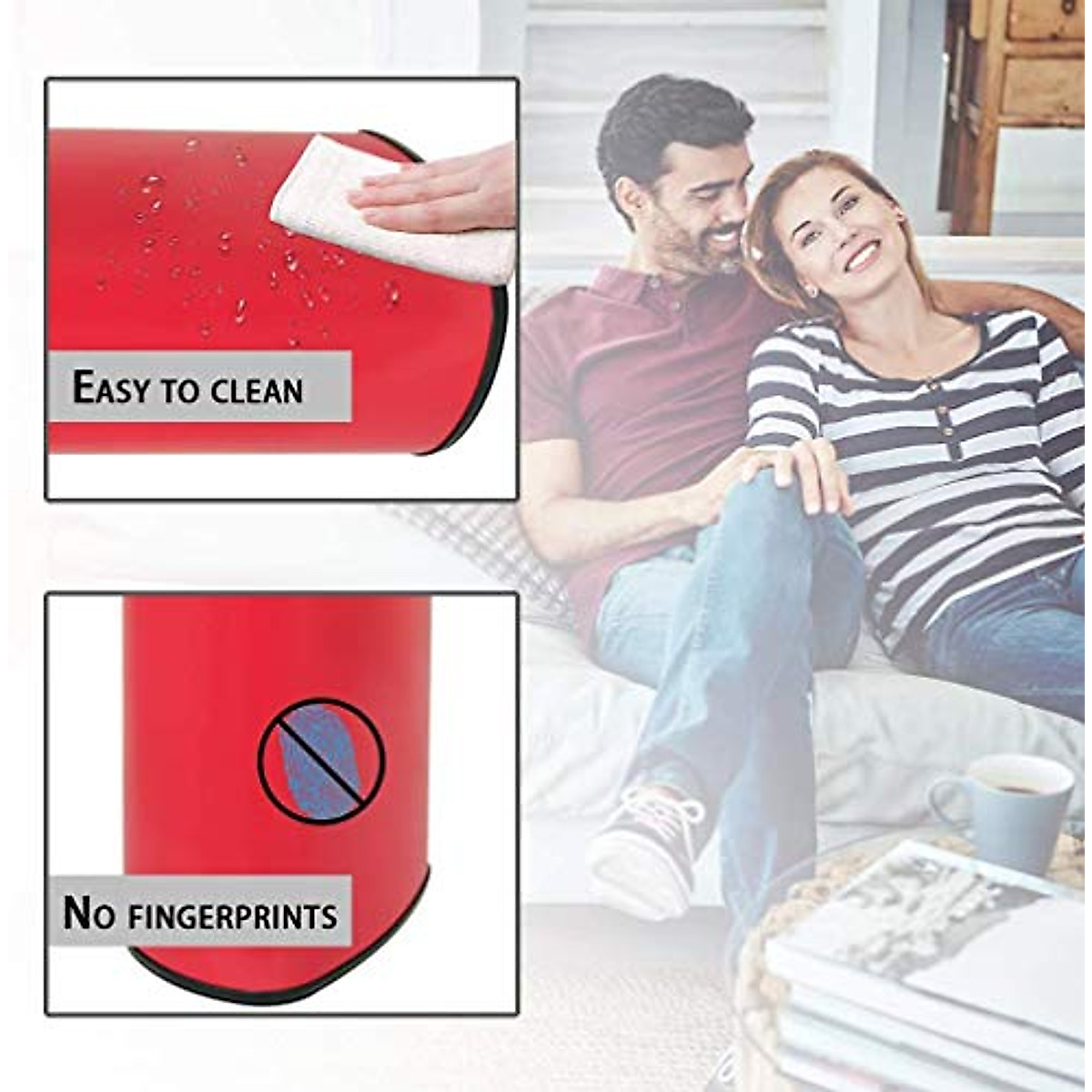 Payhere Kitchen Trash Can for Bathroom Office Home Powered by Batteries (not Included) (13 Gallon Trash Can (Red))