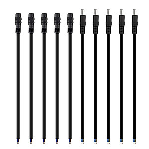 18 AWG DC Power Pigtail Cable, 2.1mm x 5.5mm Barrel Plug Wire Male&Female Connectors for CCTV Security Camera and Led Lighting Power Adapter by SIM&NAT, Pack of 10