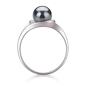 Clare Black 6-7mm AAA Quality Freshwater 925 Sterling Silver Cultured Pearl Ring For Women - Size-9