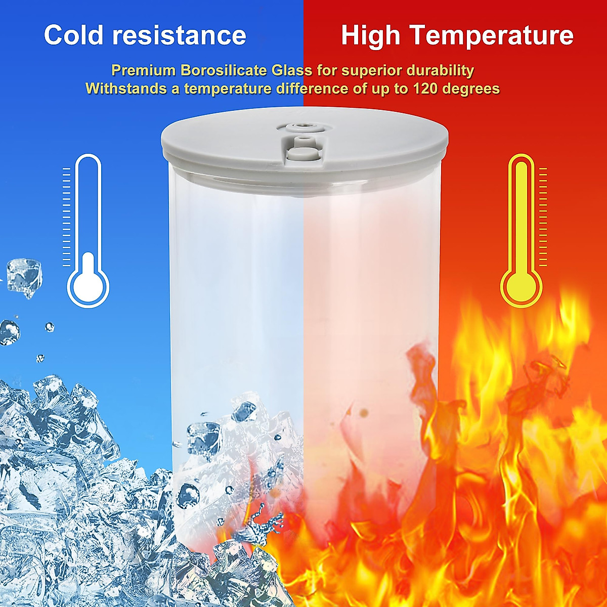 SealVax®Coffee Vacuum Canister- Vacuum Canister Coffee, Airtight Round Glass Storage Containers. Voyd vacuum canister, size large x 1 pcs + small x 1 pcs with vacuum sealer.