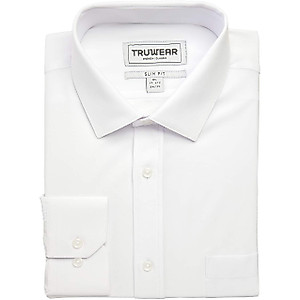 TRUWEAR Phenom Classic White Long Sleeve Men's Performance Fabric Dress Shirt