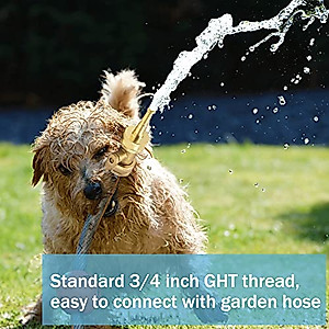 Jet Nozzle High Pressure with Garden Hose Shutoff Valve, Solid Brass High Pressure Hose Nozzle Sprayer Sweeper, Heavy Duty 3/4'' GHT Connector - 2 Set, Gold (JS-008)