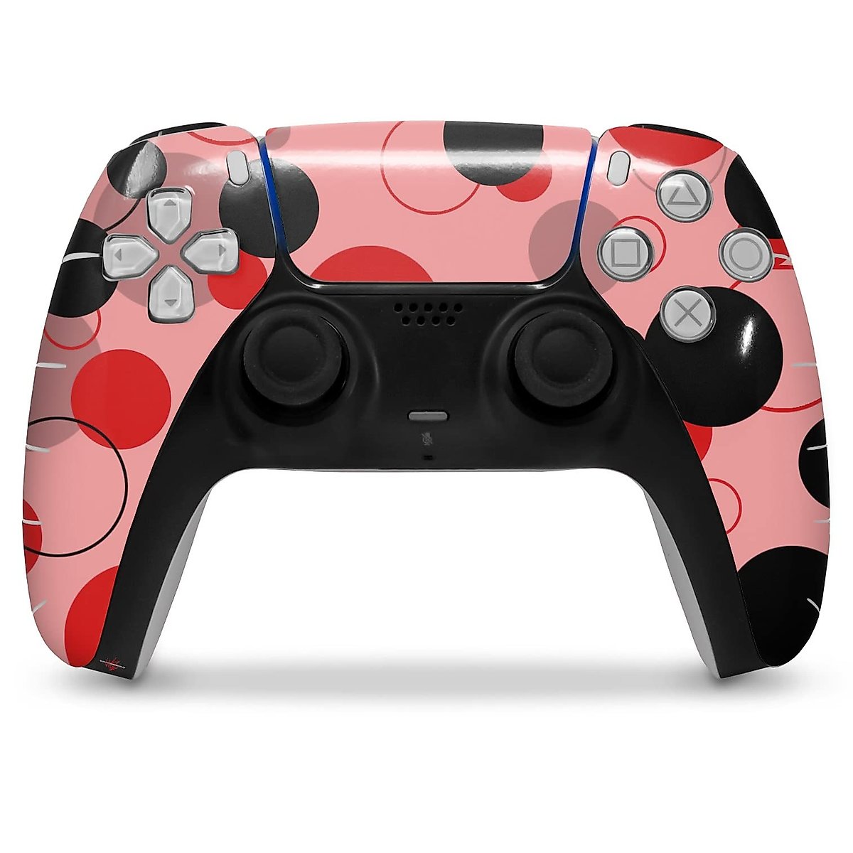 WraptorSkinz Skin Wrap compatible with Sony PS5 DualSense Controller Lots of Dots Red on Pink (CONTROLLER NOT INCLUDED)