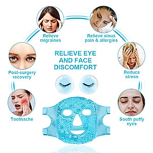 CONBELLA Cold Face Eye Masks Ice Face Mask Hot Cold Compress For Dark Circles, Puffiness, Migraines, Headache, Stress, Redness, Cooling Face Masks For Women Man, Skin Care