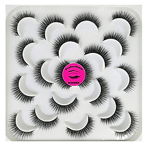 DAODER False Eyelashes Lashes Natural Look Thick Short 3D Faux Mink Lashes Strip 10mm Reusable Soft Wispy Lashes Pack Vegan Natural Lashes 10 Pairs(Natural Short lashes)