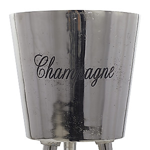 Deco 79 Aluminum Tall Floor Champagne 3 Bottle Ice Bucket, 9" x 9" x 28", Gray