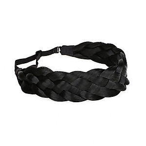 vowyore Synthetic Hair Braided Headband Classic Chunky Wide Plaited Braids Elastic Stretch Hairpiece Women Girl Beauty accessory