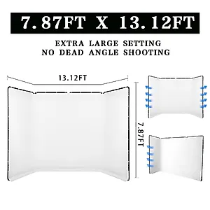 GSKAIWEN 7.87ft x 13.12ft White Screen Backdrop with Stand, Portable Large Wrinkle-Resistant Collapsible Photography Background for Photo Studio Video Shooting, Portrait Product Headshot Photography