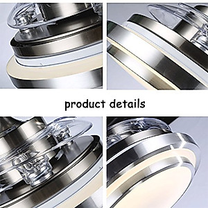 Fandian 42" Modern Ceiling Light with Fans Remote Control, 4 Retractable Blades with 3 Light Color Change Ceiling Fan for Living Bedroom Restaurant, Silver Color with Silent Motor (42In-1)