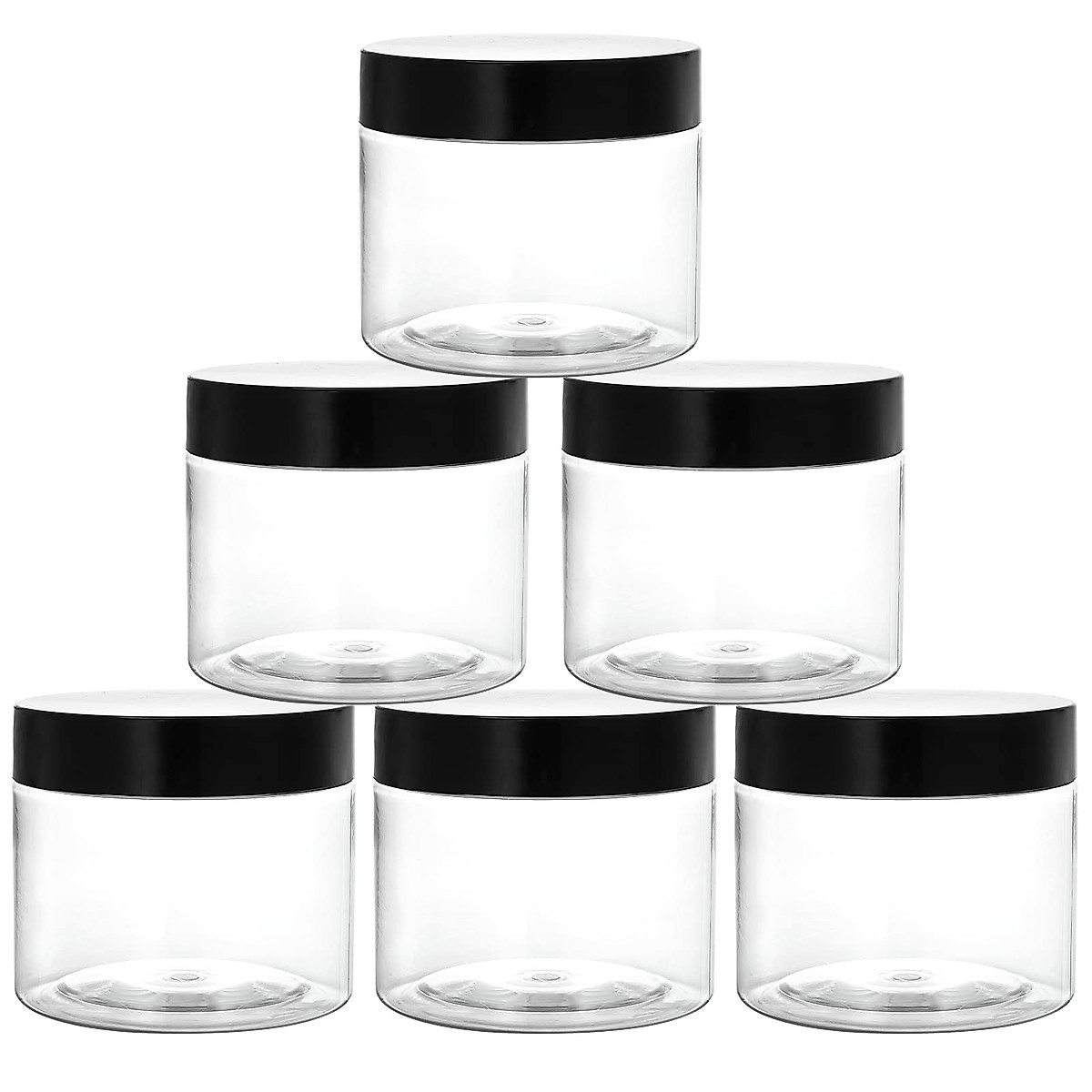 Tosnail 24 Pack 5 oz Clear Plastic Jars with Black Lids, Leak-Proof Round Food Safe Storage Container Can for Kitchen Use, Beauty Products, Spices and More