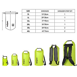 Unigear Dry Bag Waterproof, Floating and Lightweight Bags for Kayaking, Boating, Fishing, Swimming and Camping with Waterproof Phone Case (Yellow, 2L)