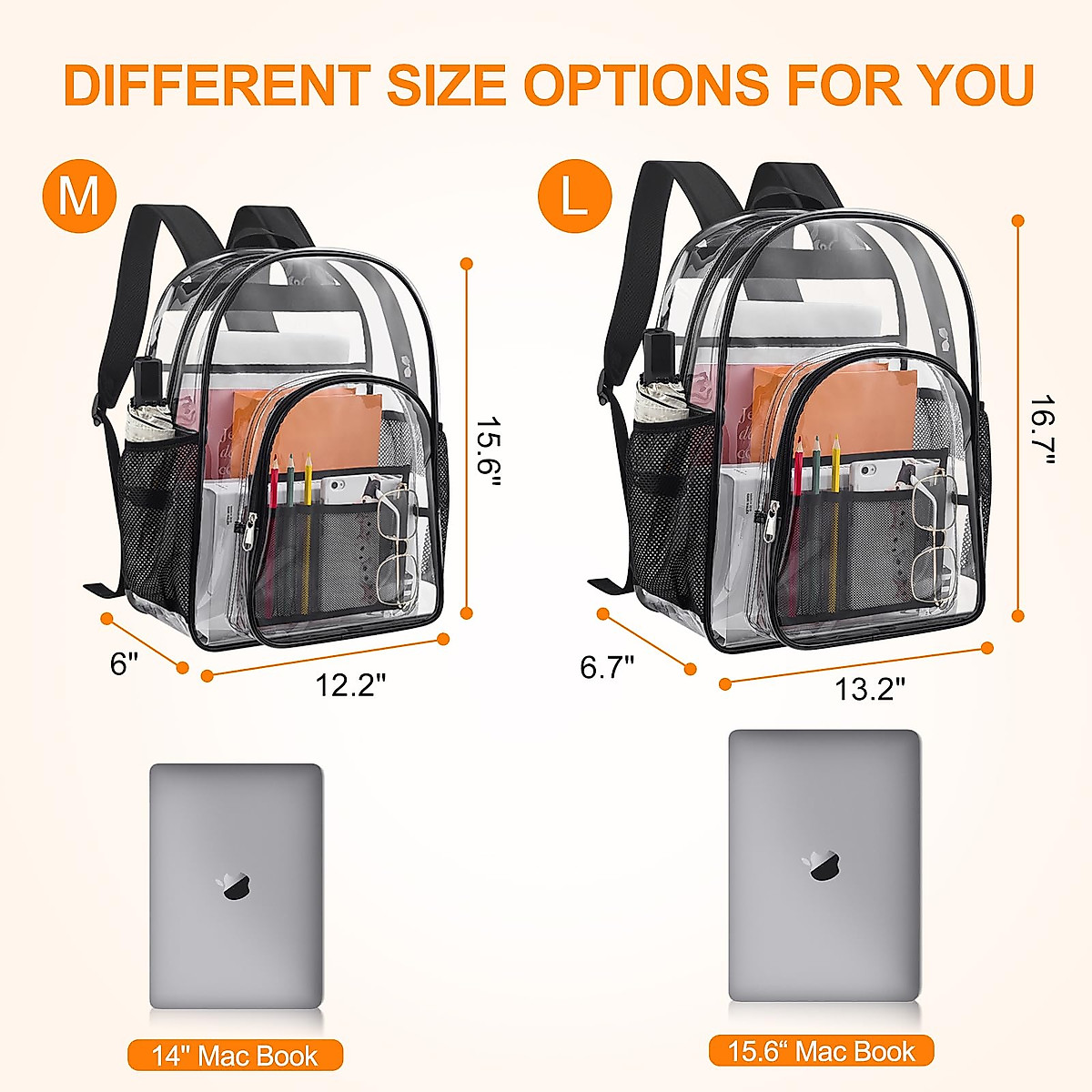 Clear Backpack Heavy Duty for School 17Inch Large Clear Bookbag for Adults Kids See Through Backpack with Wider Shoulder Straps for Concert Sport Work Games