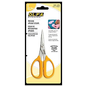 OLFA 5" Straight Edge Stainless Steel Scissors (SCS-4) - 5 Inch Multi-Purpose Heavy Duty Precision Scissors w/ Sharp Blades & Comfort Grip for Home, Fabric, Sewing, Paper, Garden