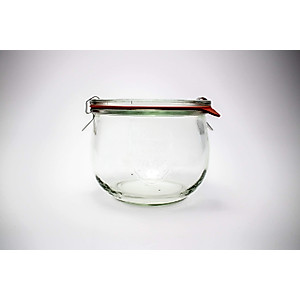 Weck Tulip Jars 744-19.6 fl. oz Food Storage Containers With Lids Airtight, Canning Jars, Spice Jars, Cereal Container and Sourdough Starter Jars - 2 Pack of 1/2 L Tulip Shape Glass Jars